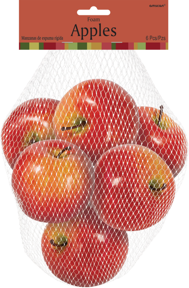 Foam Apples Props, Red, 3.5-in, 6-pk, Indoor/Outdoor Decoration for ...