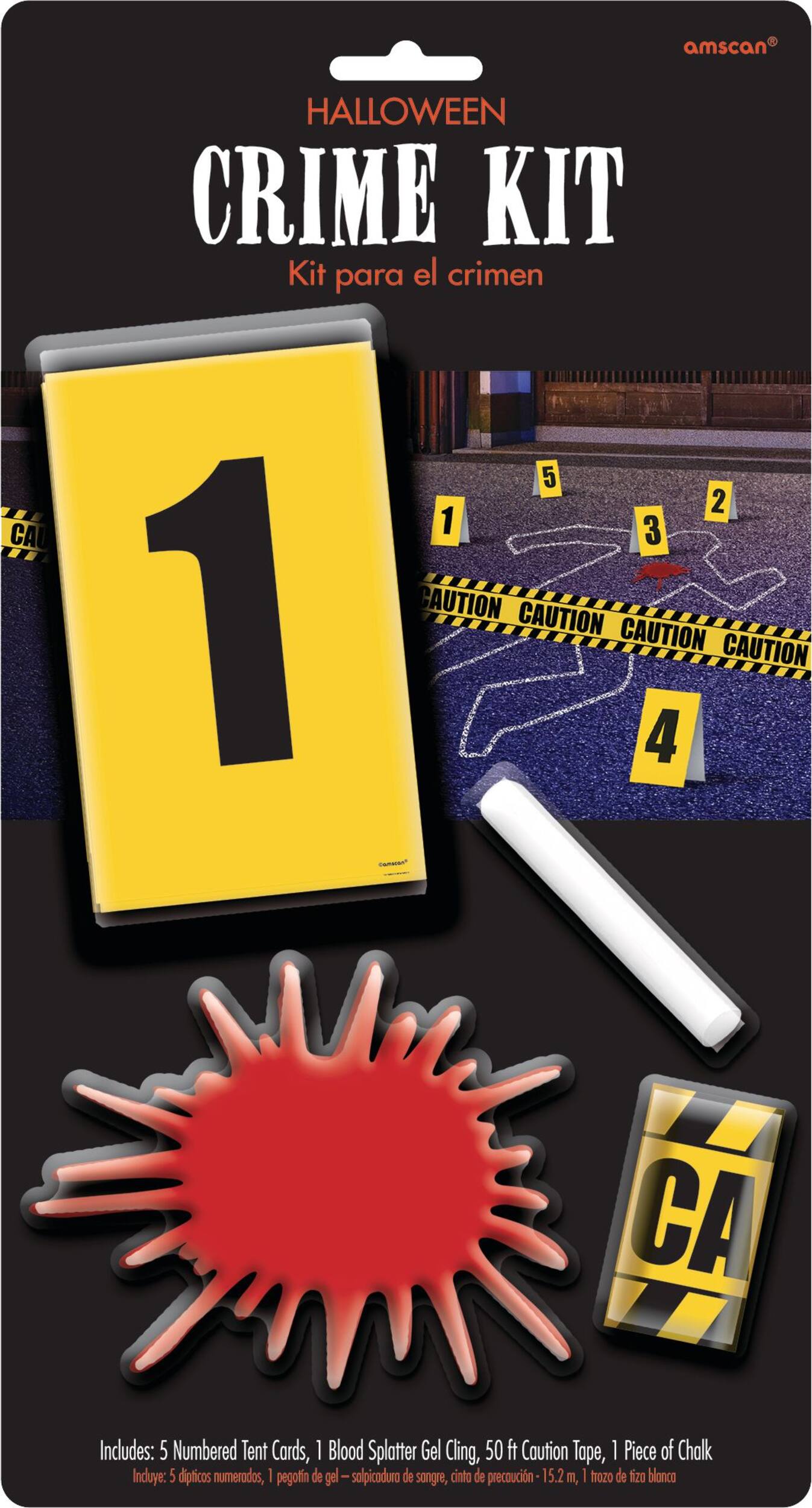 Crime Scene Decorating Kit with Caution Tape and Chalk, Red/Yellow, 8 ...