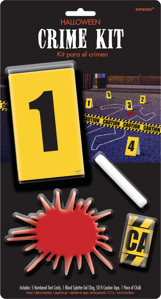 Crime Scene Decorating Kit with Caution Tape and Chalk, Red/Yellow, 8 ...