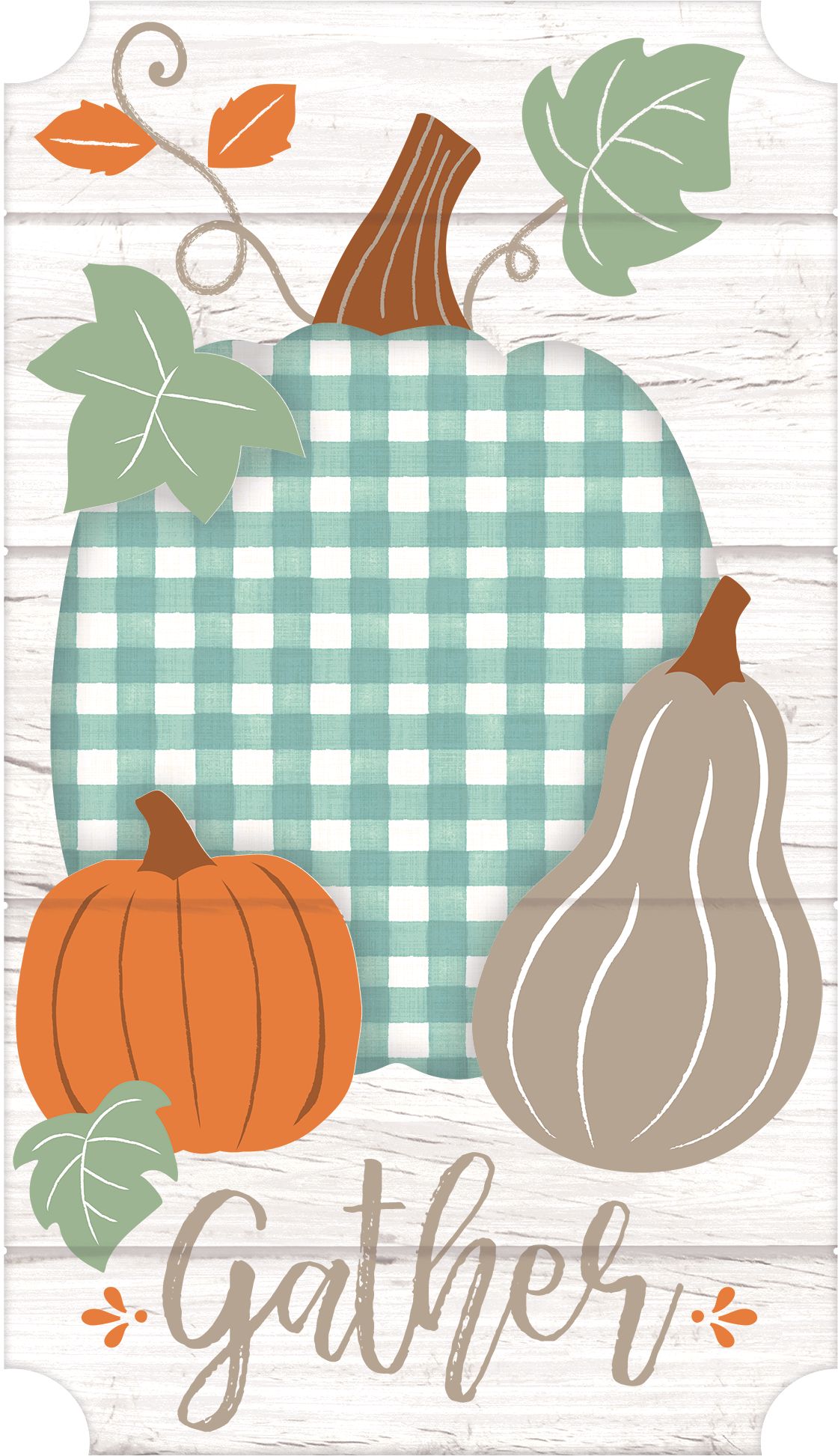 "Gather" Rustic Fall Easel Sign, Multi-Coloured Checker Print, 23-in ...