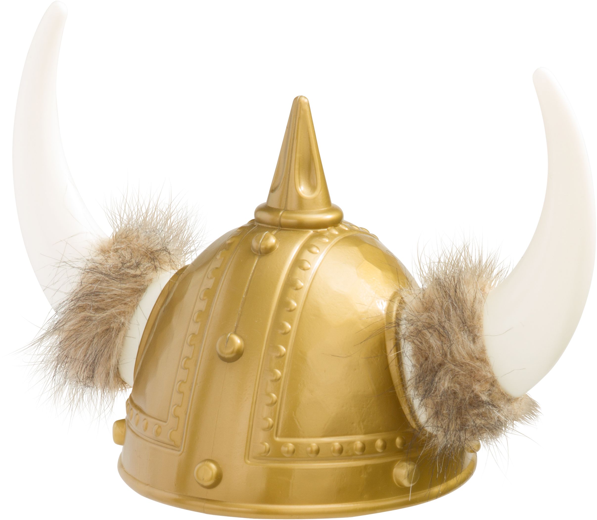 Nordic Viking Fur Trim Helmet Hat, Gold, One Size, Wearable Costume ...