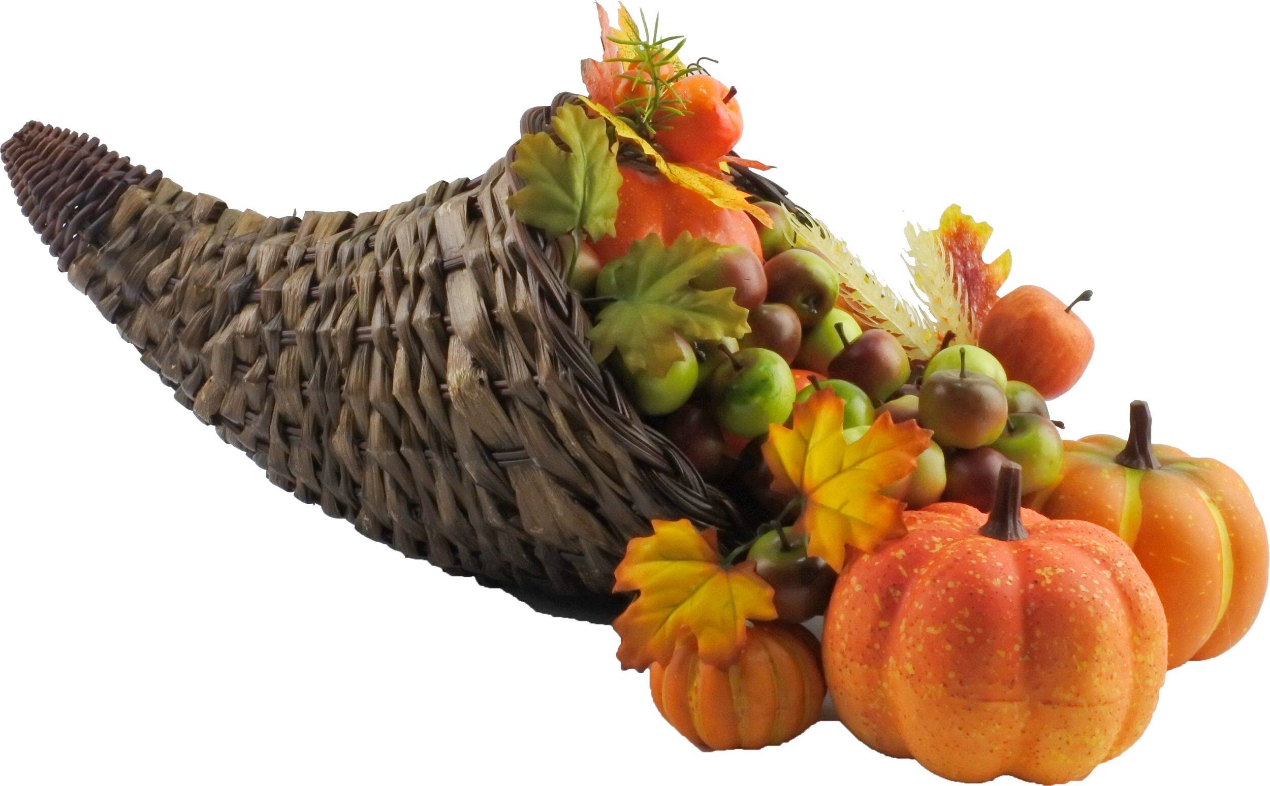 Harvest Cornucopia Basket Prop, Brown, 14-in, Indoor/Outdoor Decoration ...