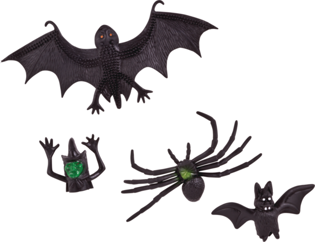 Bat/Witch/Spider Creepy Crawly Favours, Black, 4-in, 48-pk, for ...