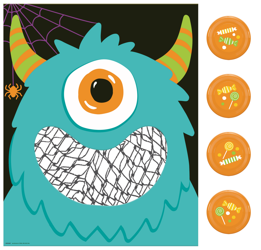 Flying Monster Frisbee Disc Toss Game, Orange/Blue, 18-in, 5-pk, for ...