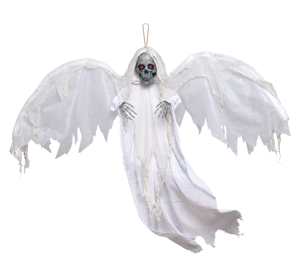 Winged Grim Reaper Light-Up Hanging Prop with Batteries, White, 4-in ...