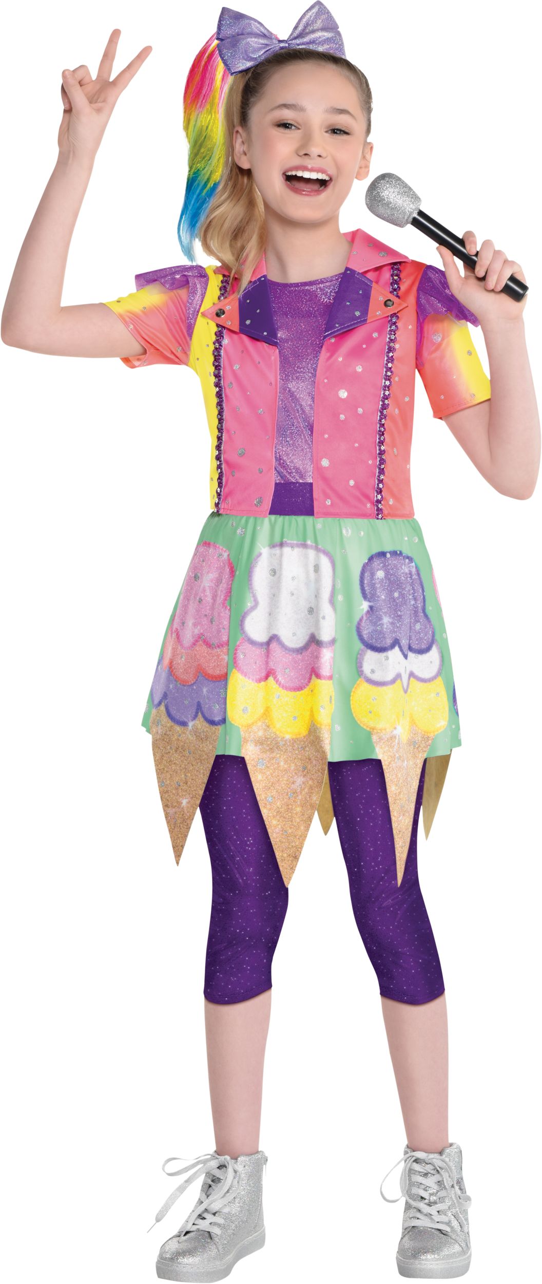 Kids' Nickelodeon Jojo Siwa Rainbow Ice Cream Cone Dress with Leggings ...
