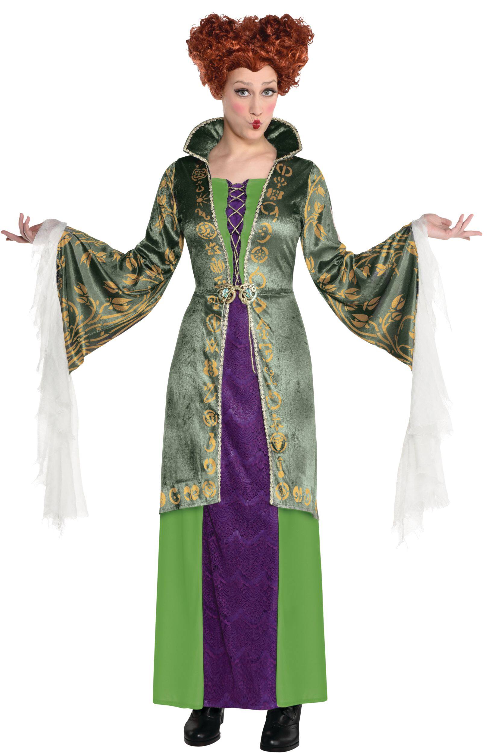 Women's Disney Hocus Pocus Winifred Sanderson Long Sleeve Dress, Green ...