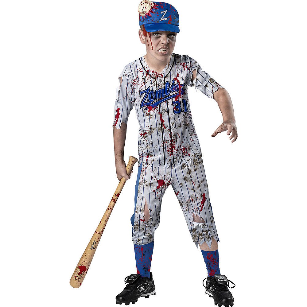 Kids' Baseball Player Blue/White Blood-Splattered Uniform with Shirt ...