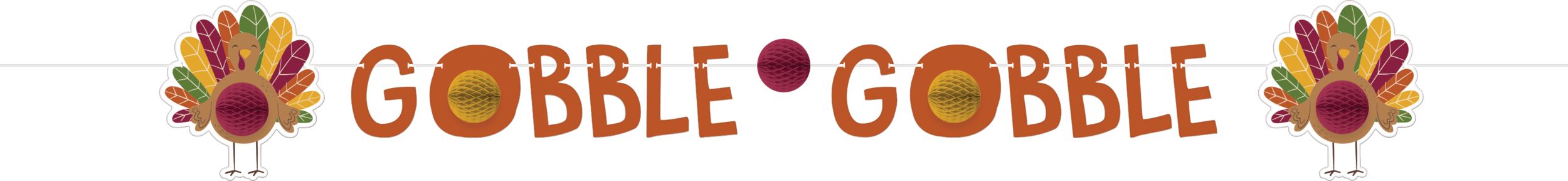 "Gobble Gobble" Turkey Paper Honeycomb Letter Banner, Multi-Coloured, 6 ...