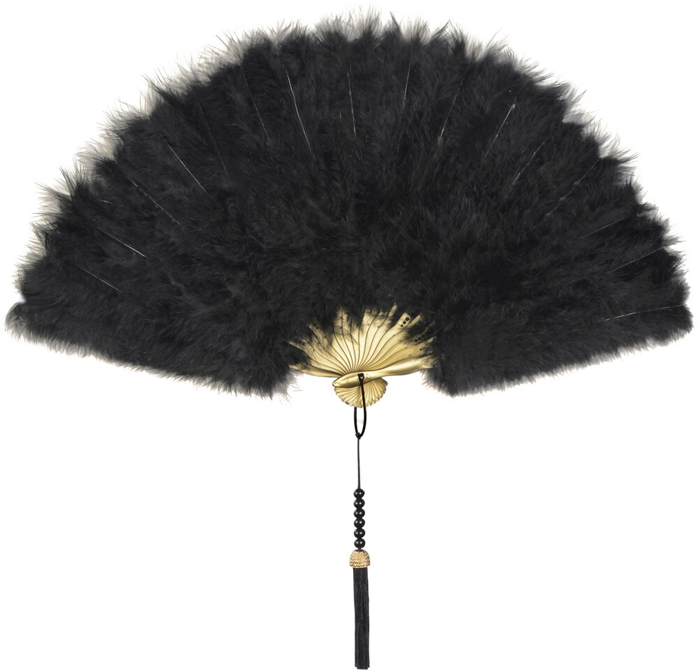 1920s Feathered Fan, Black/Gold, One Size, Wearable Costume Prop for ...
