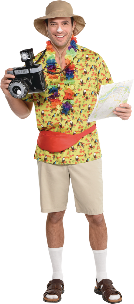 Costume d'Halloween de touriste de mauvais goût avec caméra gonflable ...