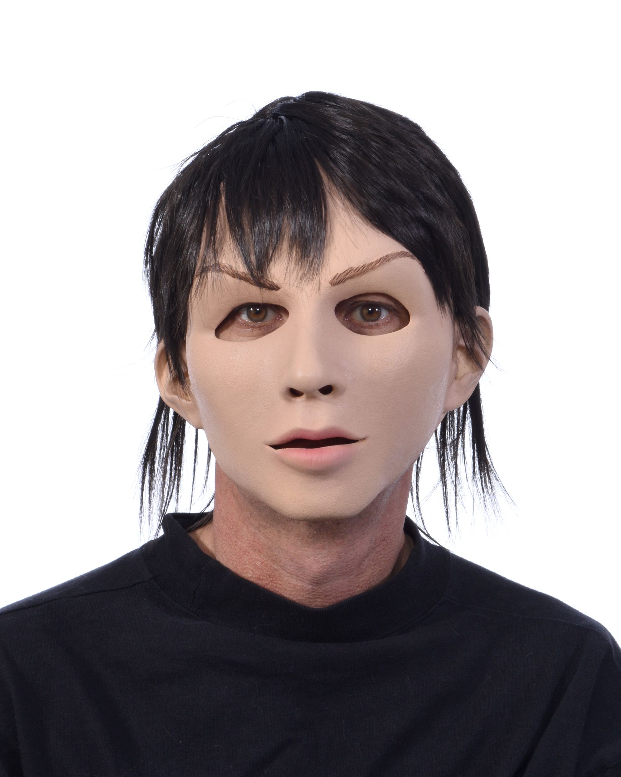 Alex Character Mask with Hair, Black/Beige, One Size, Wearable Costume ...