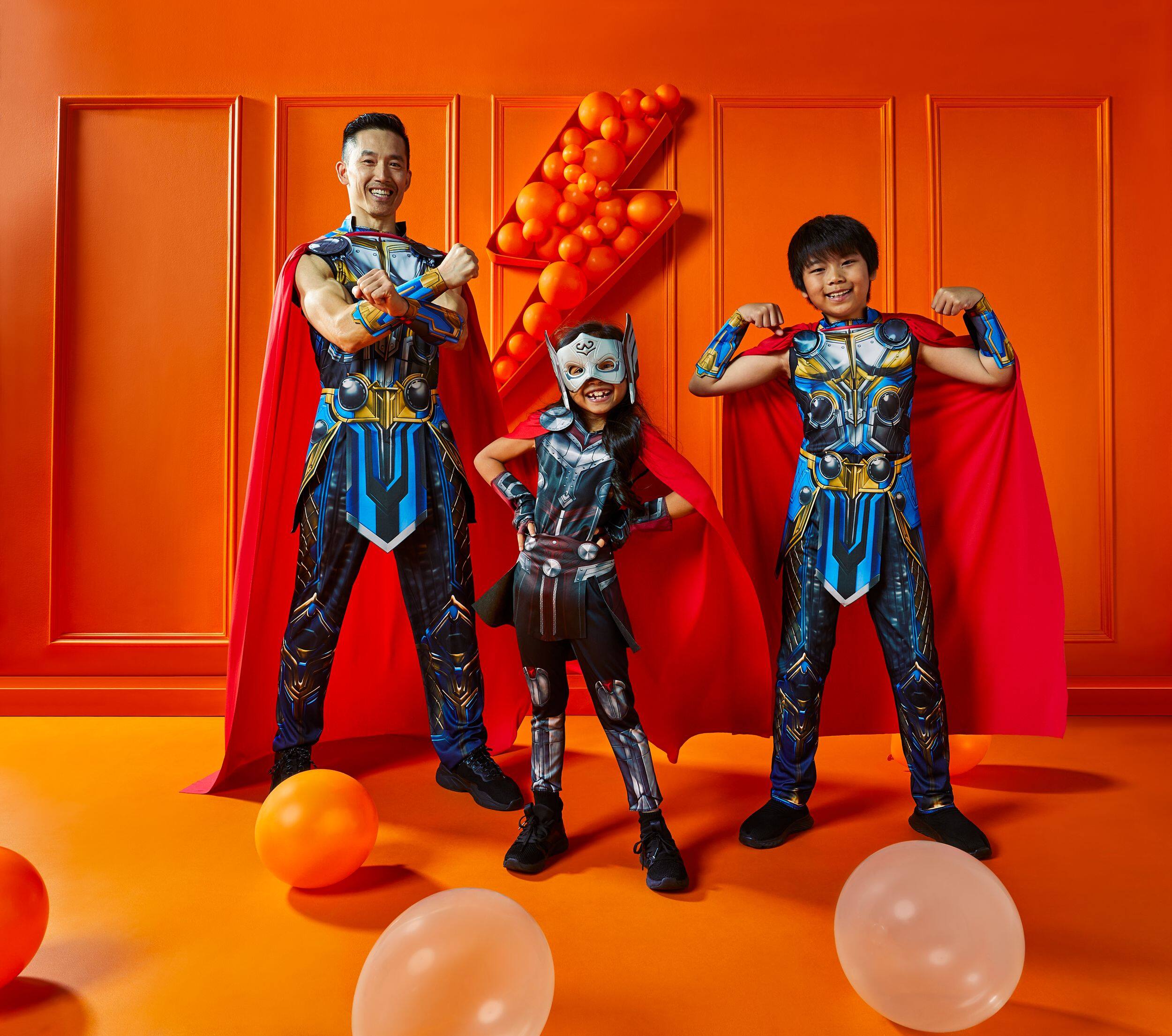 Kids' Disney Marvel Thor Red/Blue Jumpsuit with Cape Halloween Costume ...