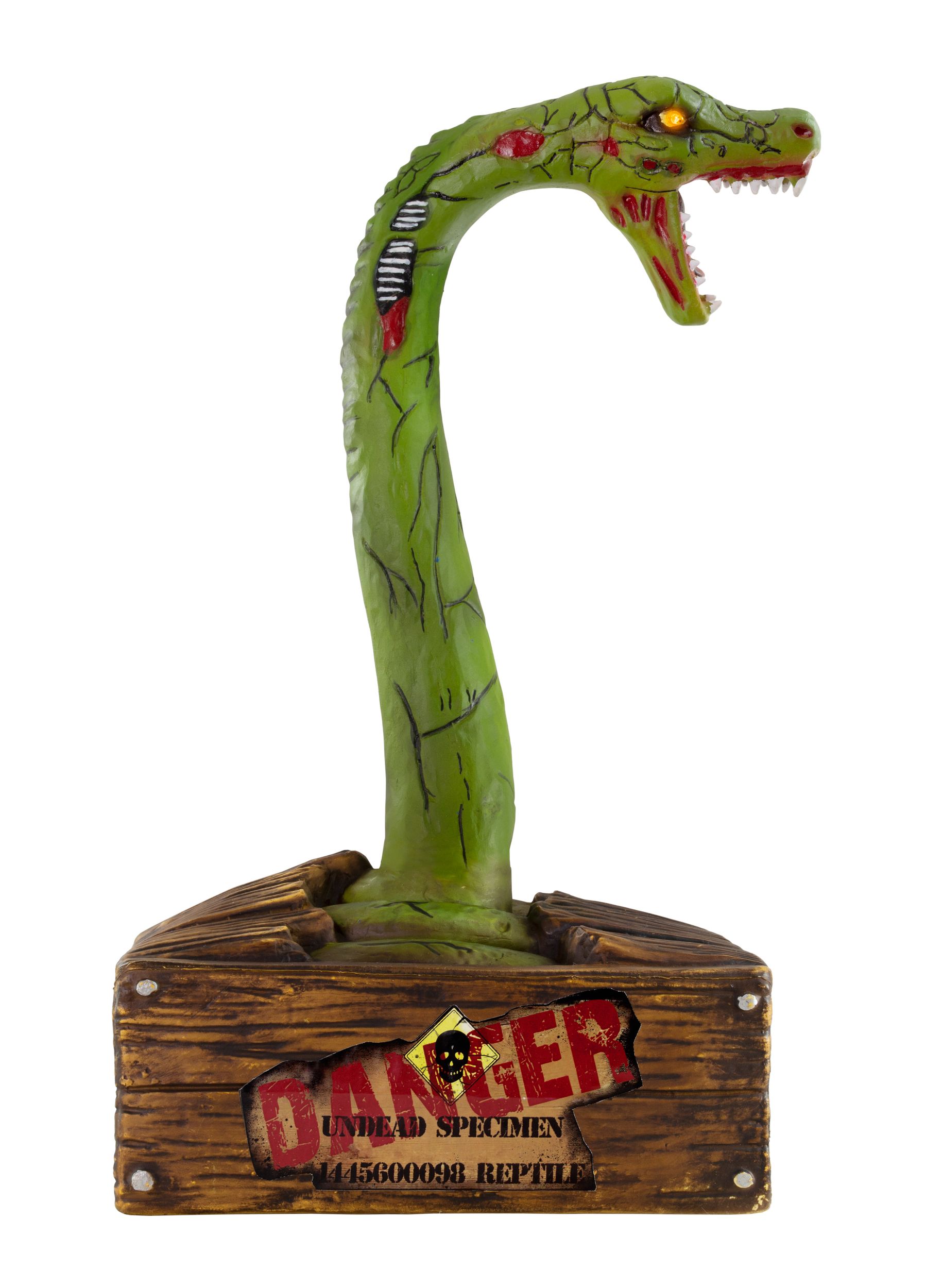 "Danger" Zombie Snake Animated Tabletop Prop, Green, 14-in, Sound ...