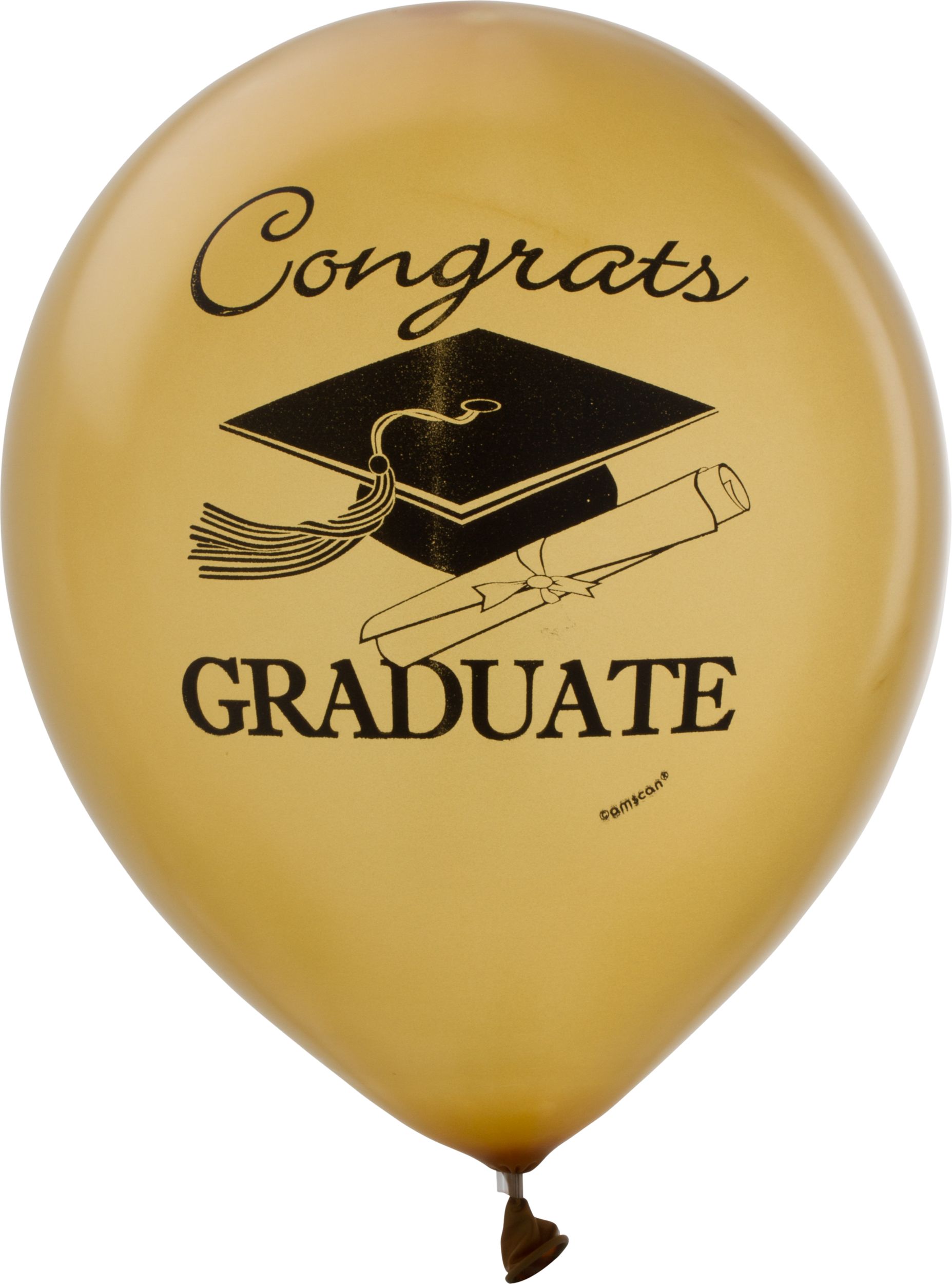 "Congrats Grad" Round Latex Balloons, White/Gold/Black, 12-in, 15-pk ...