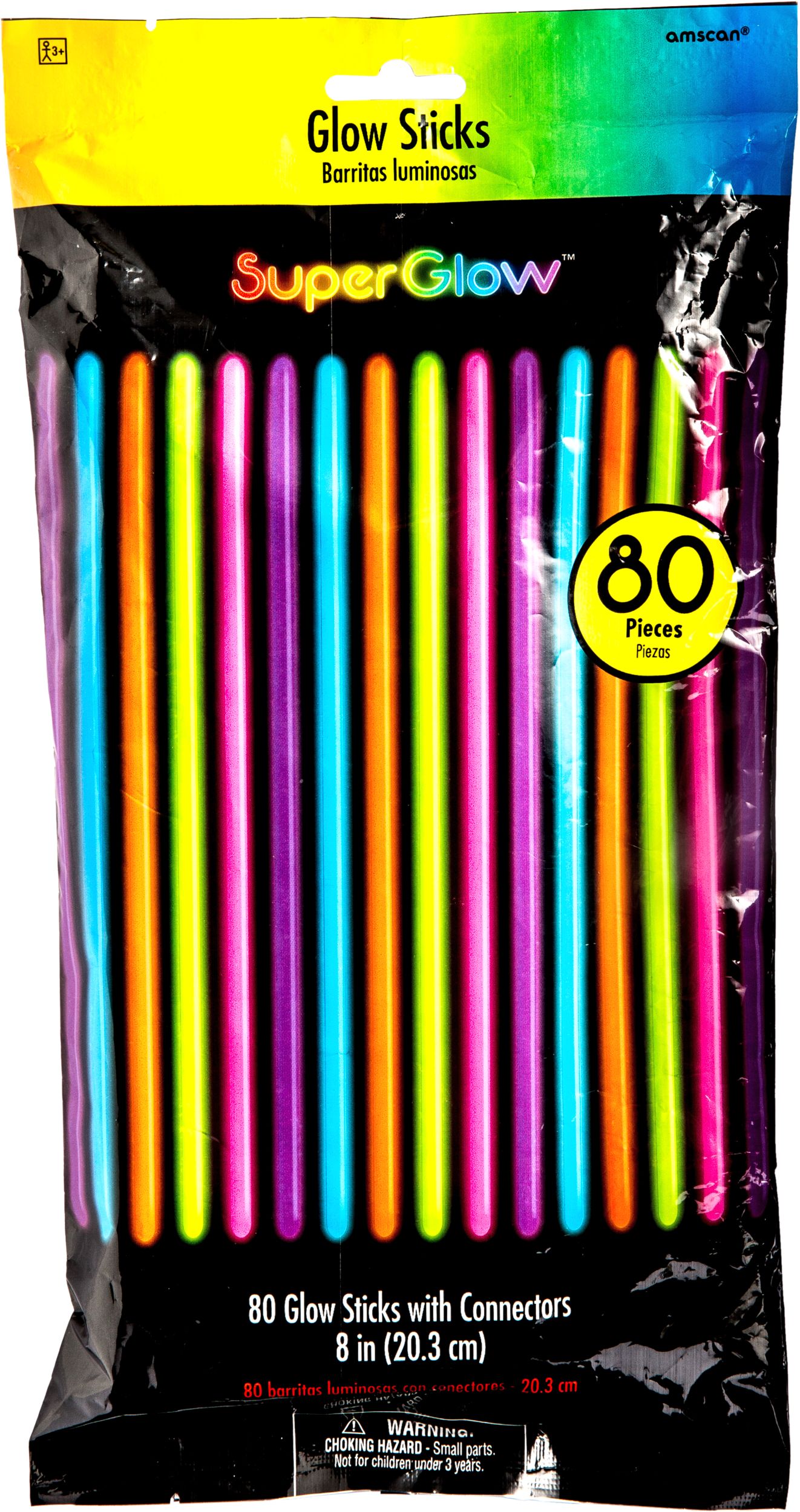 Glow-in-the-Dark Neon Bracelet Wearables, Multi-Coloured, 80-pk, for ...