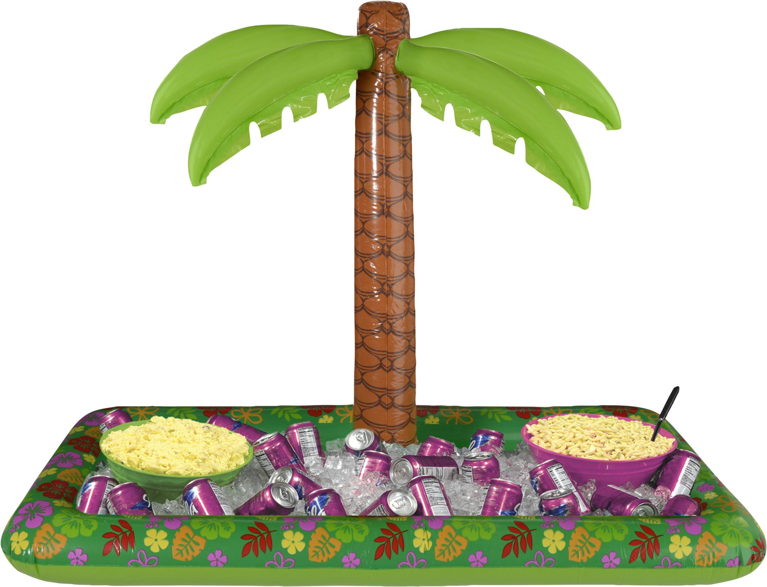 Palm Tree Inflatable Buffet Cooler, Green/Brown, 4-ft, for Summer Party ...