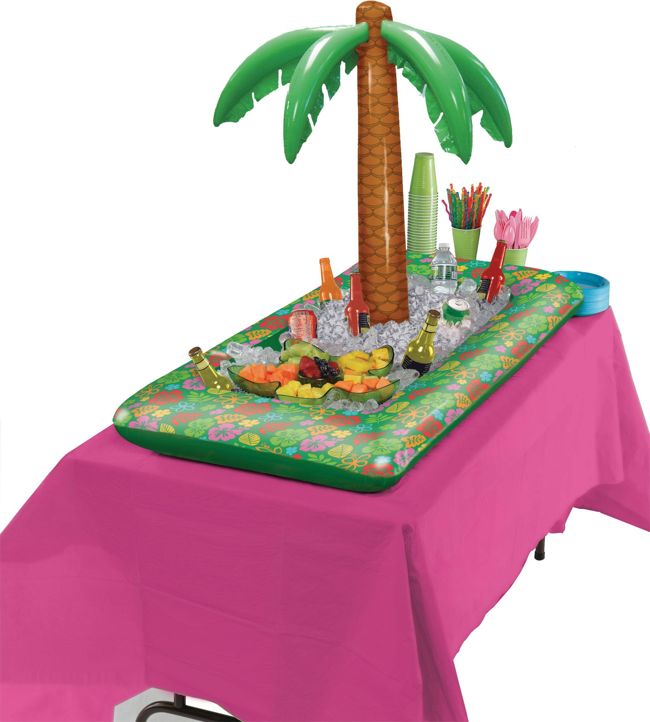 Palm Tree Inflatable Buffet Cooler, Green/Brown, 4-ft, for Summer Party ...