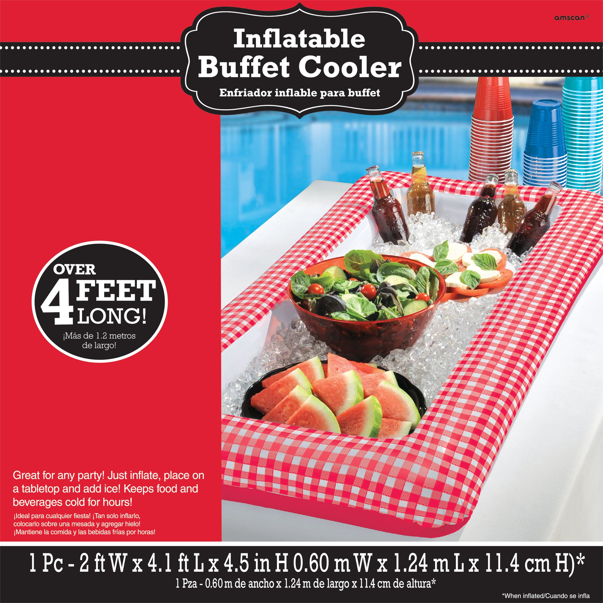 Picnic Party Red Gingham Inflatable Buffet Cooler | Party City