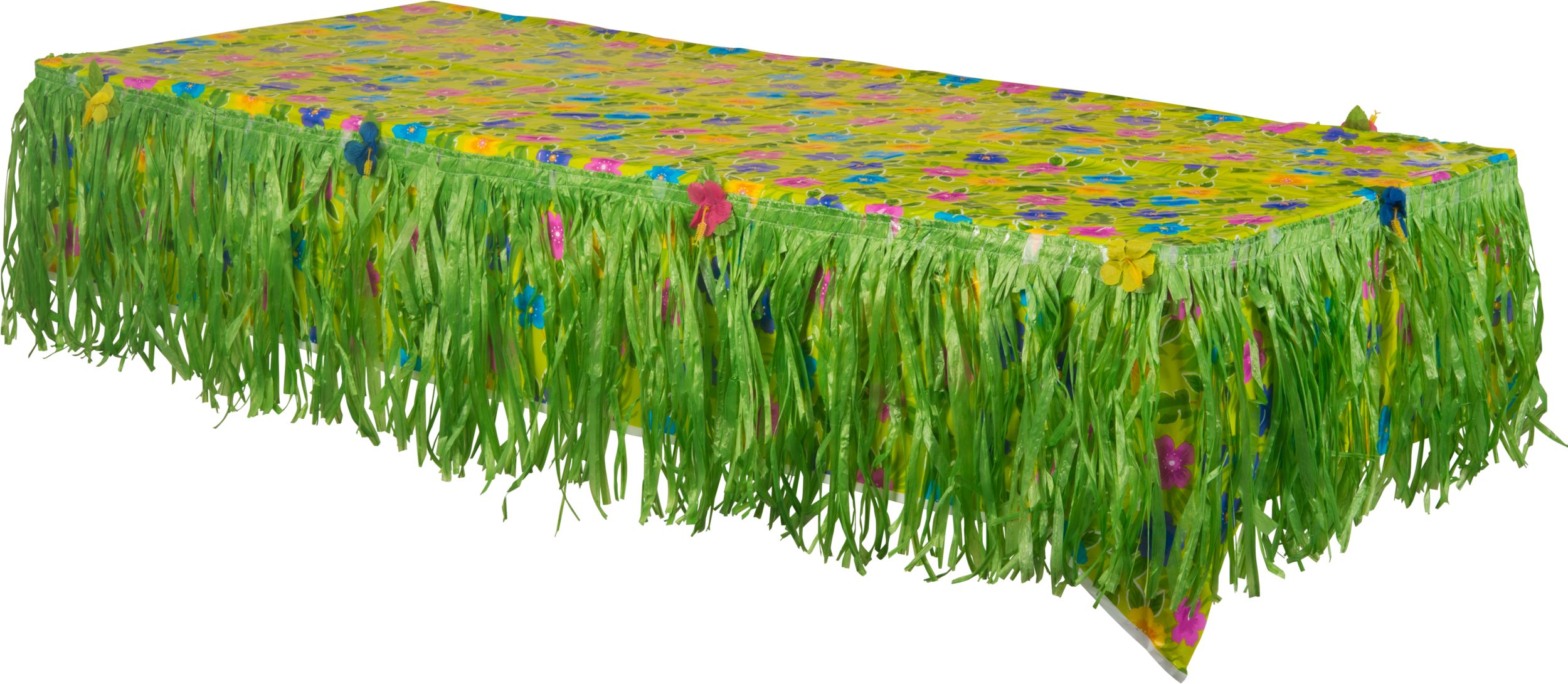 Rectangle Plastic Fringe Grass Reusable Table Skirt & Floral Table ...