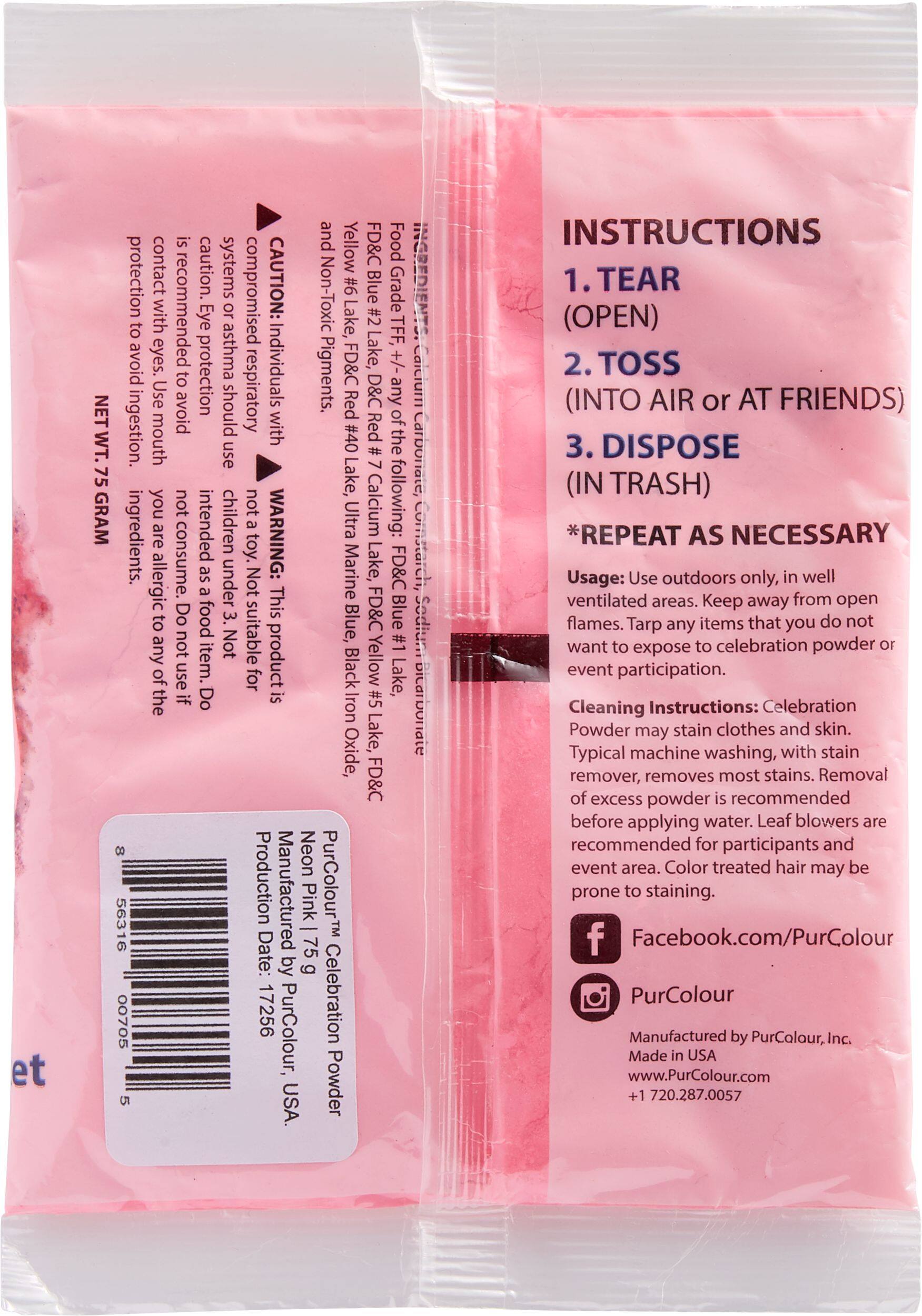 Coloured Toss Powder, Assorted Neon Colours, 75-g, Favour Prop, for ...