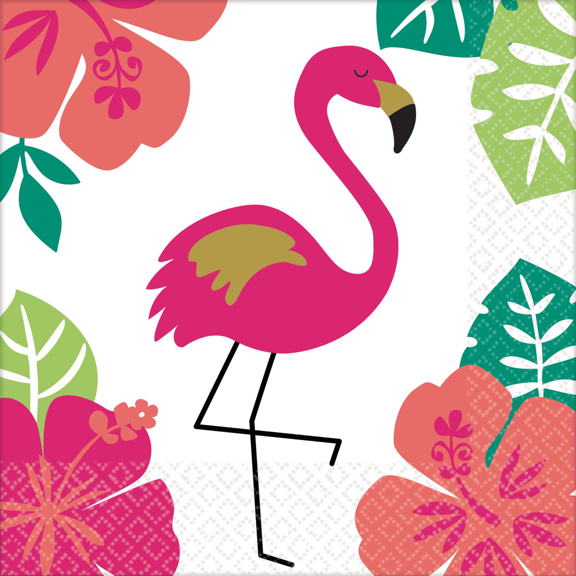 Aloha Flamingo Square Paper Disposable Beverage Napkins, Pink/White ...