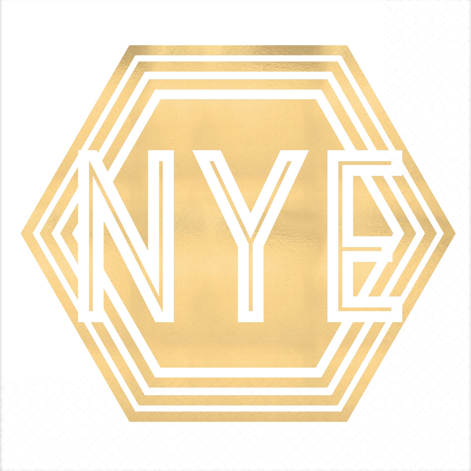 Metallic Gold NYE Hexagon Beverage Napkins, 16-pk | Party City