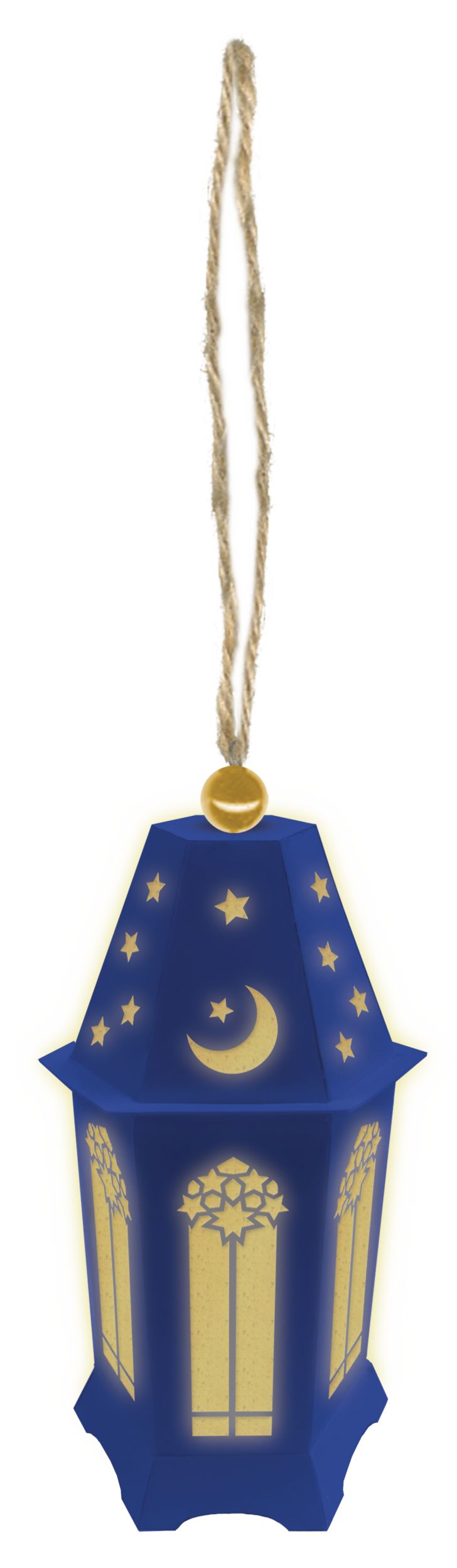 Eid Light-Up LED Lantern, Blue/Gold | Party City