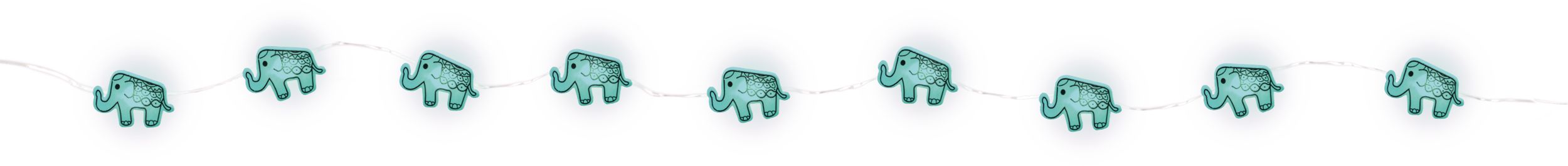 Elephant LED Light Up Strings Light Hanging Decoration, Blue, 5.5-ft ...