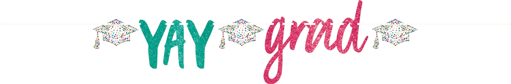 Glitter Yay Grad Letter Banner | Party City