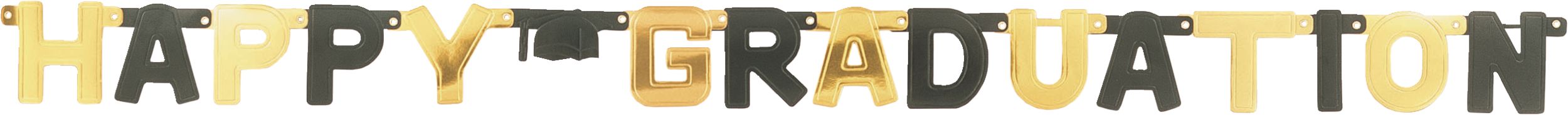 "Happy Graduation" Hanging Garland Banner Decoration, Black/Silver, 8 ...