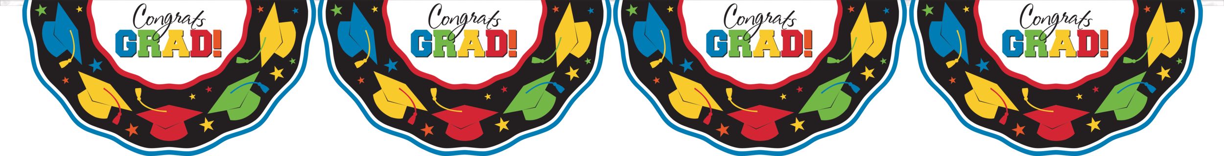 "Congrats Grad" Hanging Garland Banner Decoration, Multi-Coloured, 11 ...