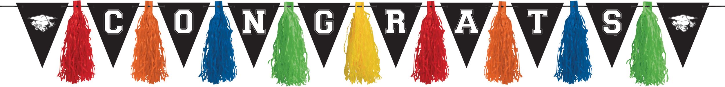 "Congrats" Hanging Tassel Garland Banner Decoration, Multi-Coloured, 10 ...