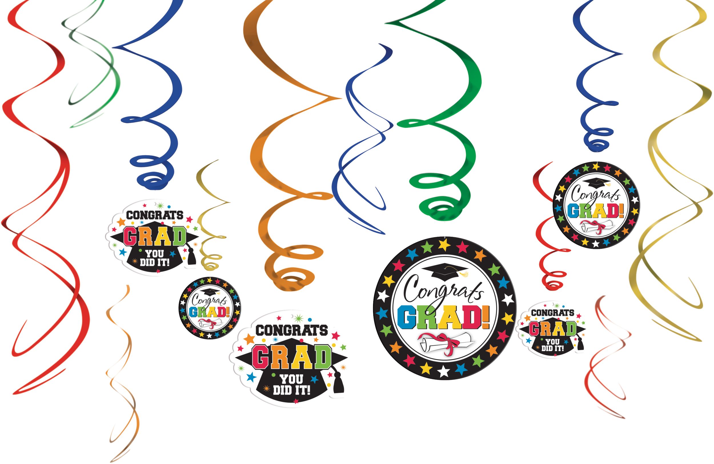 "Congrats Grad You Did It" Swirl Hanging Decorations, Multi-Coloured, 7 ...