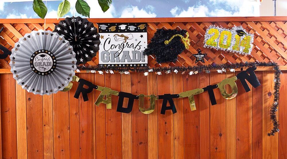 Black, Gold, & Silver Graduation Swirl Decorations, 12-pc | Party City