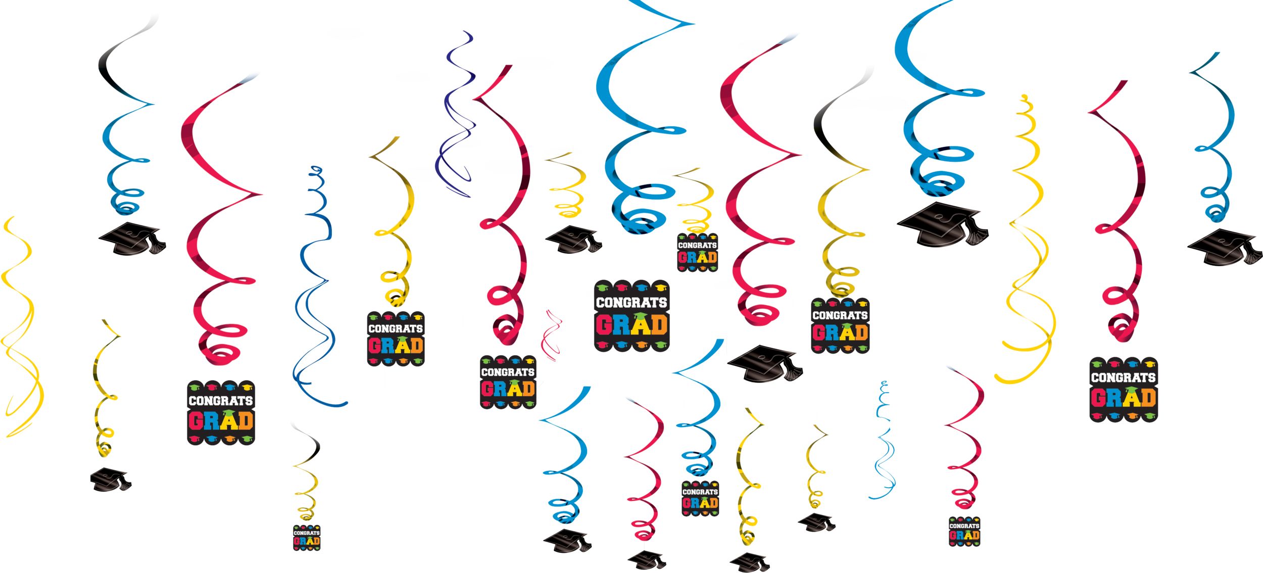 Multicolour Graduation Swirl Decorations, 50-pc | Party City