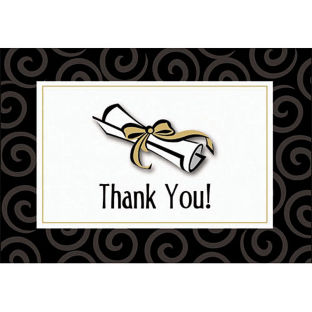 "Thank You" Paper Notes, Black/White/Gold, 50-pk, for Graduation ...