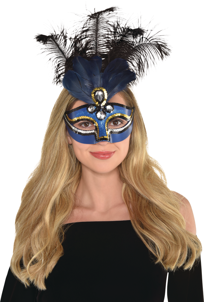 Blue Feather Masquerade Mask Party City