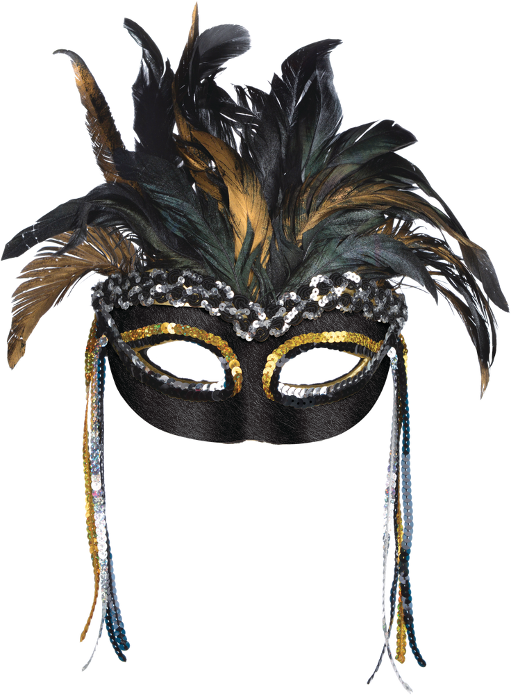 Black & Gold Feather Masquerade Mask | Party City