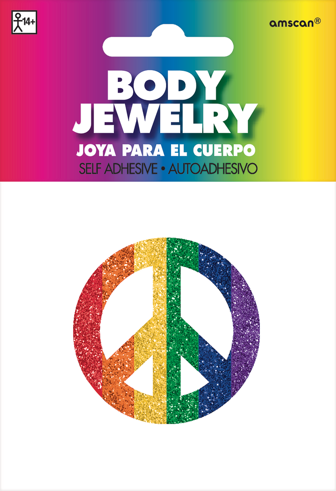 Peace Sign Body Jewelry Sticker, Rainbow, 2-in, Wearable Favours for ...