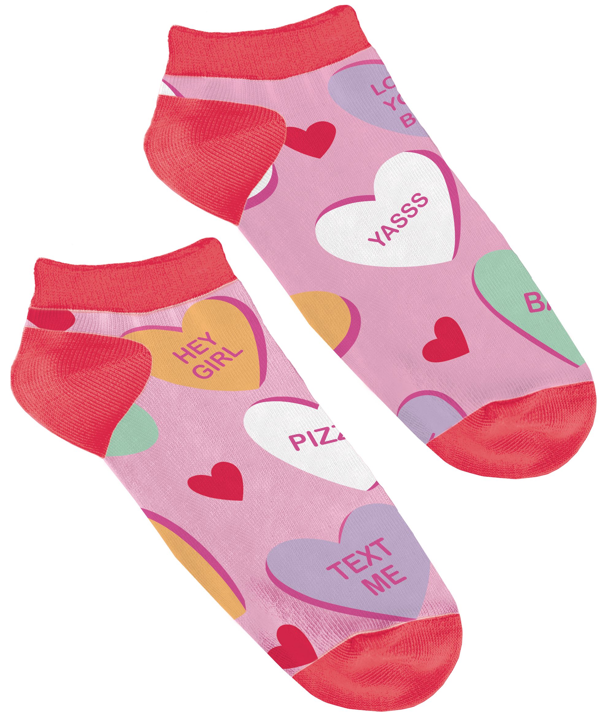 Adult Conversation Heart Ankle Socks | Party City