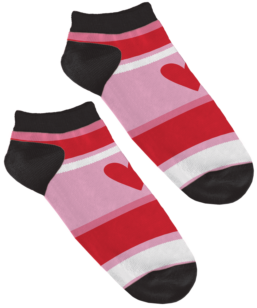 Adult Hearts & Stripes Ankle Socks | Party City
