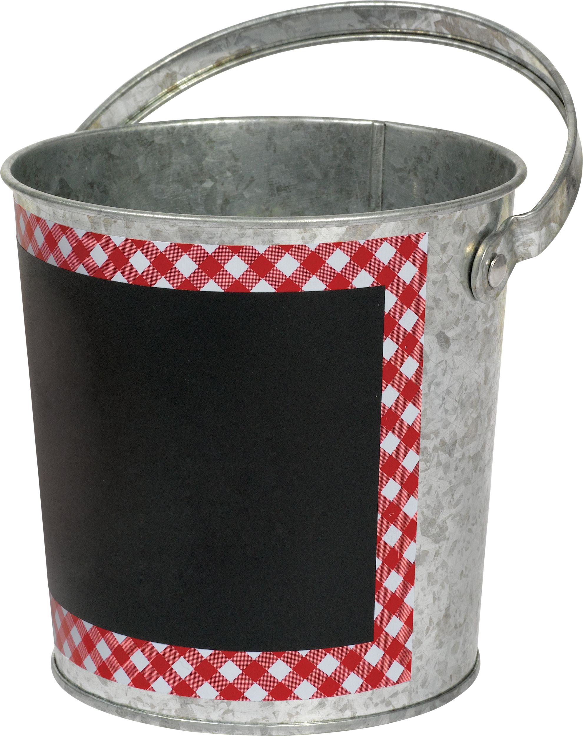 Red Gingham Chalkboard Metal Pail | Party City