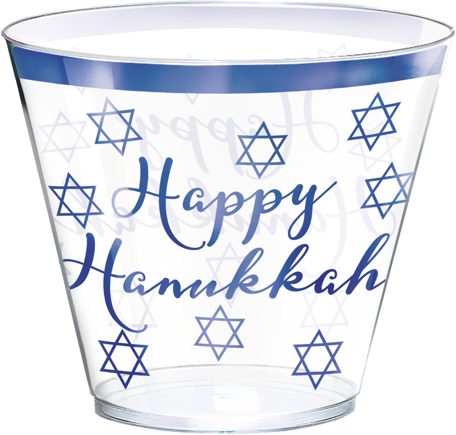 "Happy Hanukkah" Reusable Plastic Tumbler Cups, Clear/Blue, 9-oz, 30-pk ...