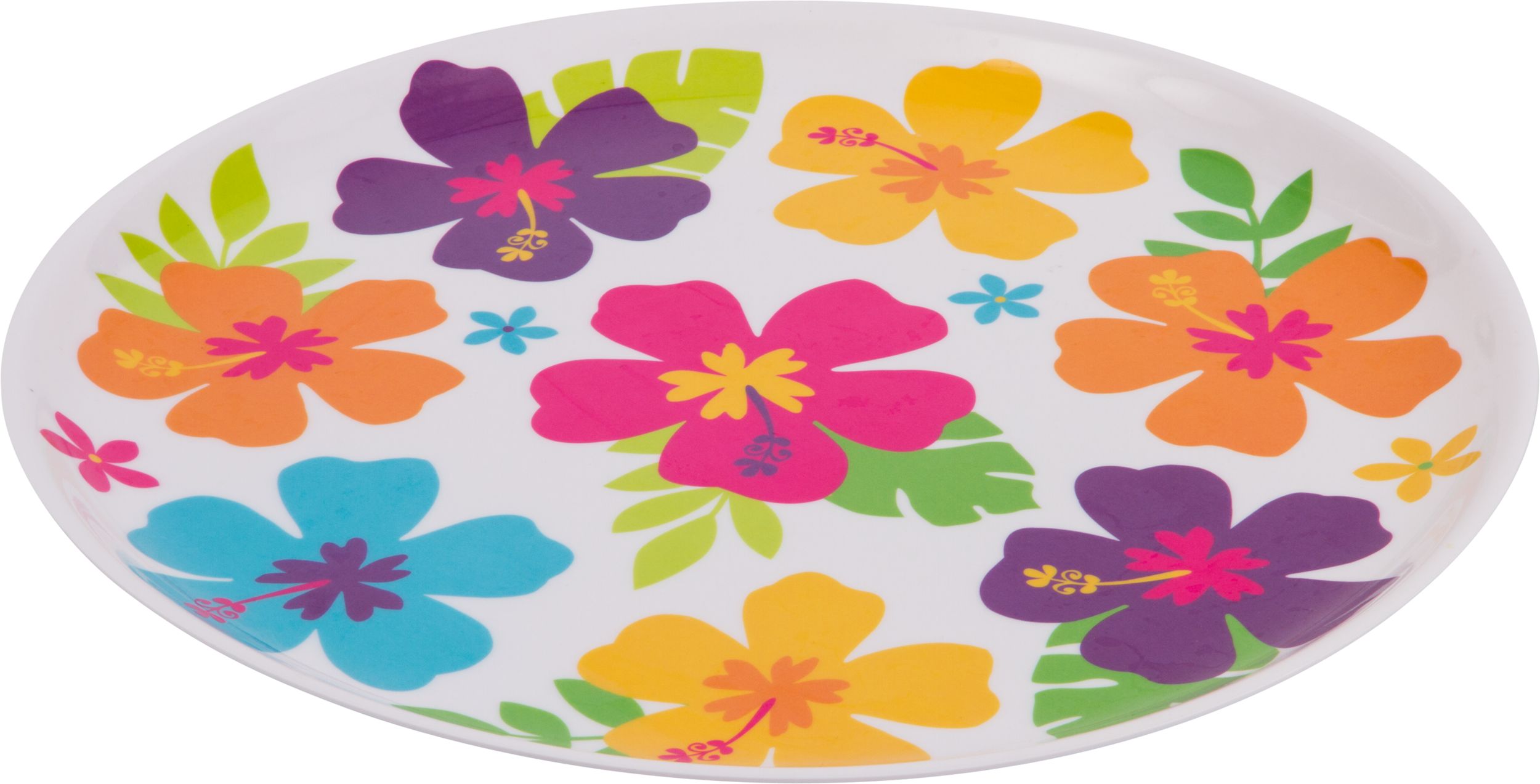 Hibiscus Round Platter, White | Party City