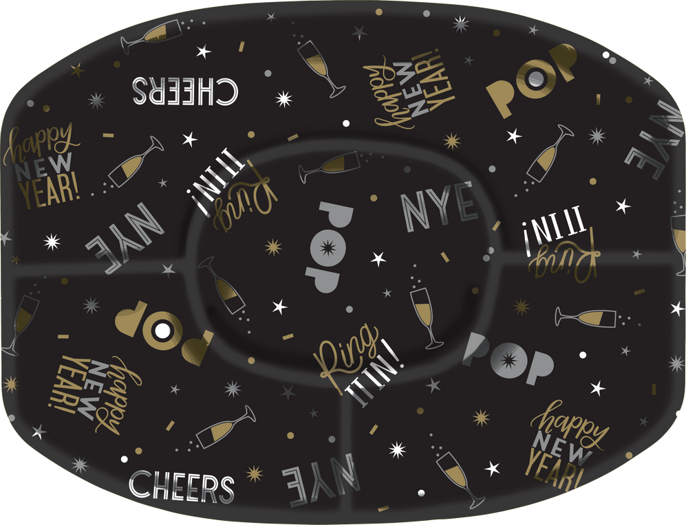 Black, Gold & Silver New Year's Eve Sectional Platter | Party City