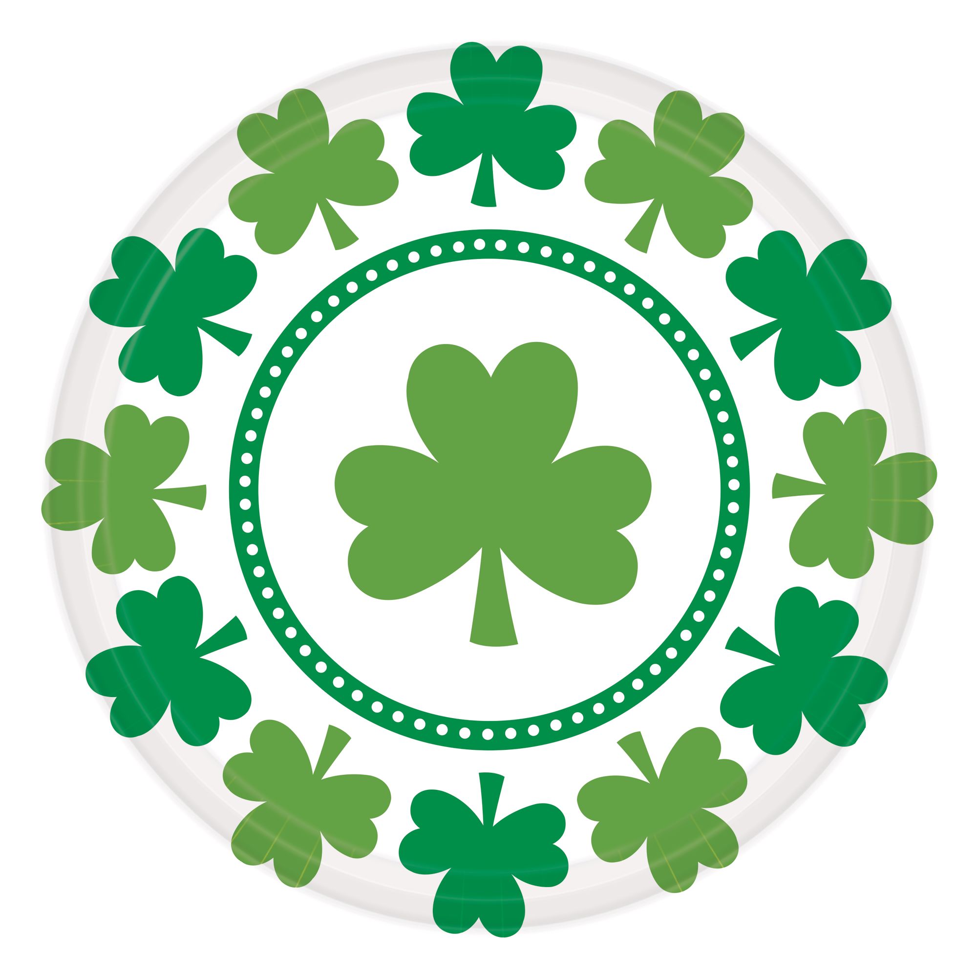 Round Paper Disposable Lunch Plates, Green/White, Shamrock, 9-in, 8-pk ...
