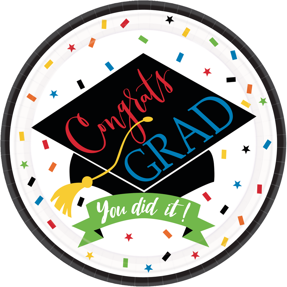 "Congrats Grad You Did It!" Round Paper Disposable Dessert Plates ...