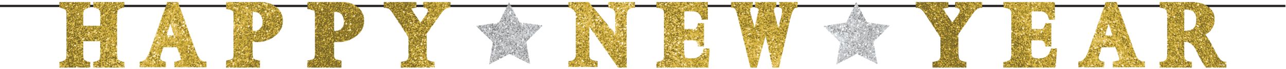 "Happy New Year" Hanging Garland Banner Decoration, Gold/Silver, 12-ft ...