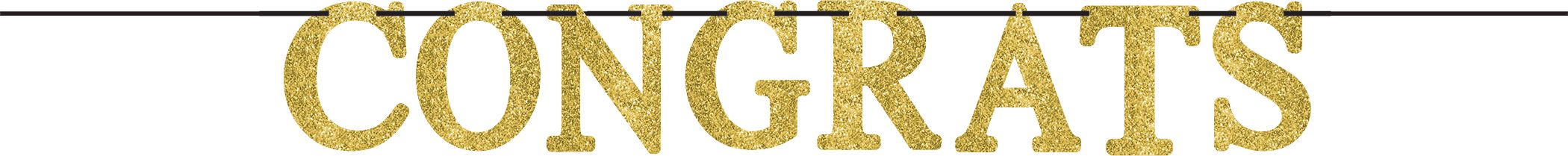 Glitter Gold Congrats Letter Banner | Party City